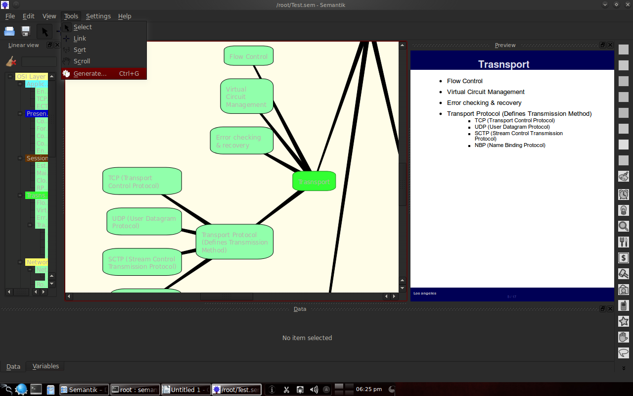 Mindmapping using Semantik on KDE Linux - @FREE